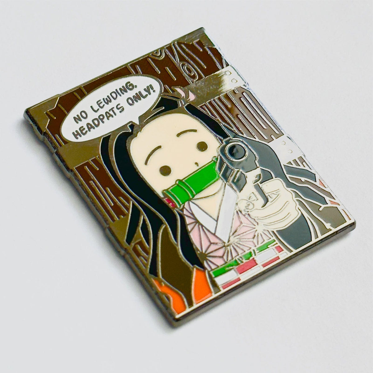 No lewding head pats only (Nezuko meme) pin – pinbuds